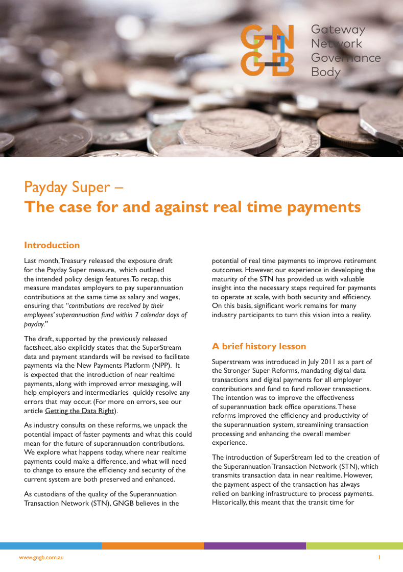 Payday Super - The case for and against real time payments - Gateway ...